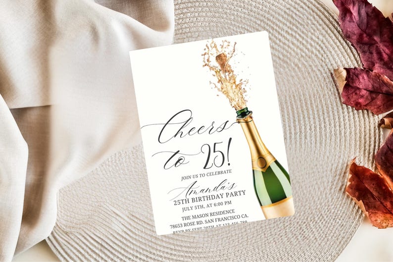 25th Birthday Invitation 25th Invite Editable 25 Years Birthday ...