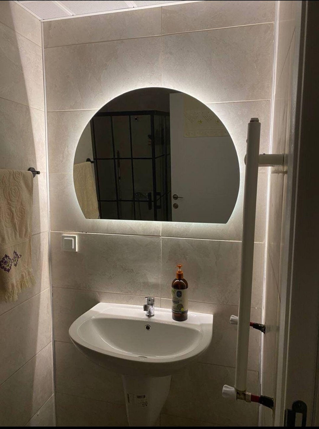 Elegant Bathroom Radius Mirror, Half Circle Mirror With Light ...