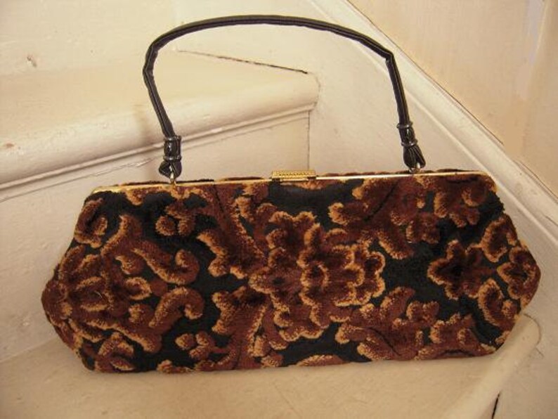 1960s Lush Chenille Tapestry Carpet Bag Wide Handbag - Etsy