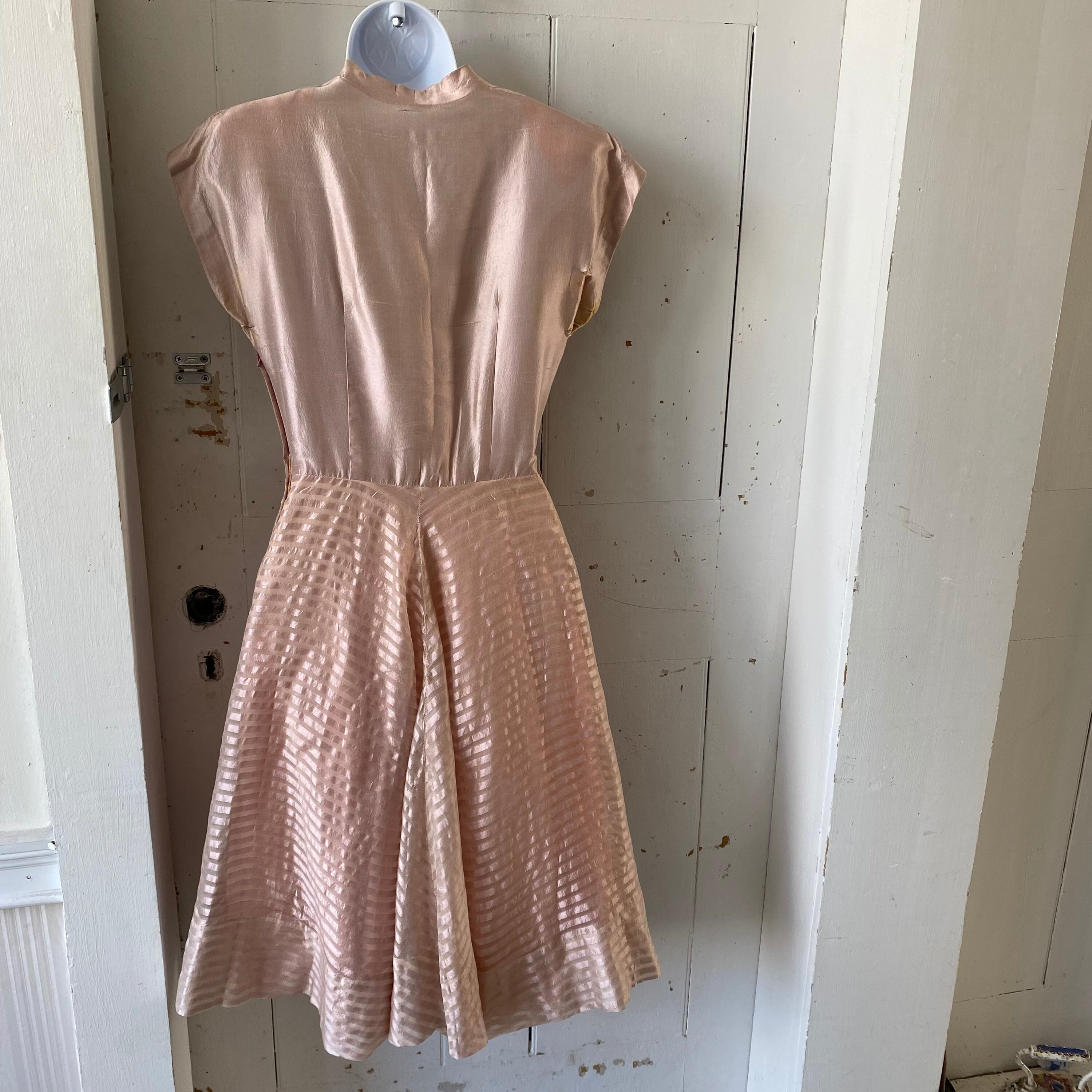 1950s Fit & Flare Raw Silk Organza Stripe Dress - Etsy
