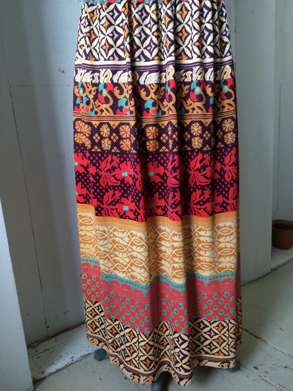 1960s Mod Maxi Dress Abstract Patterned Keyhole Cut-o… - Gem