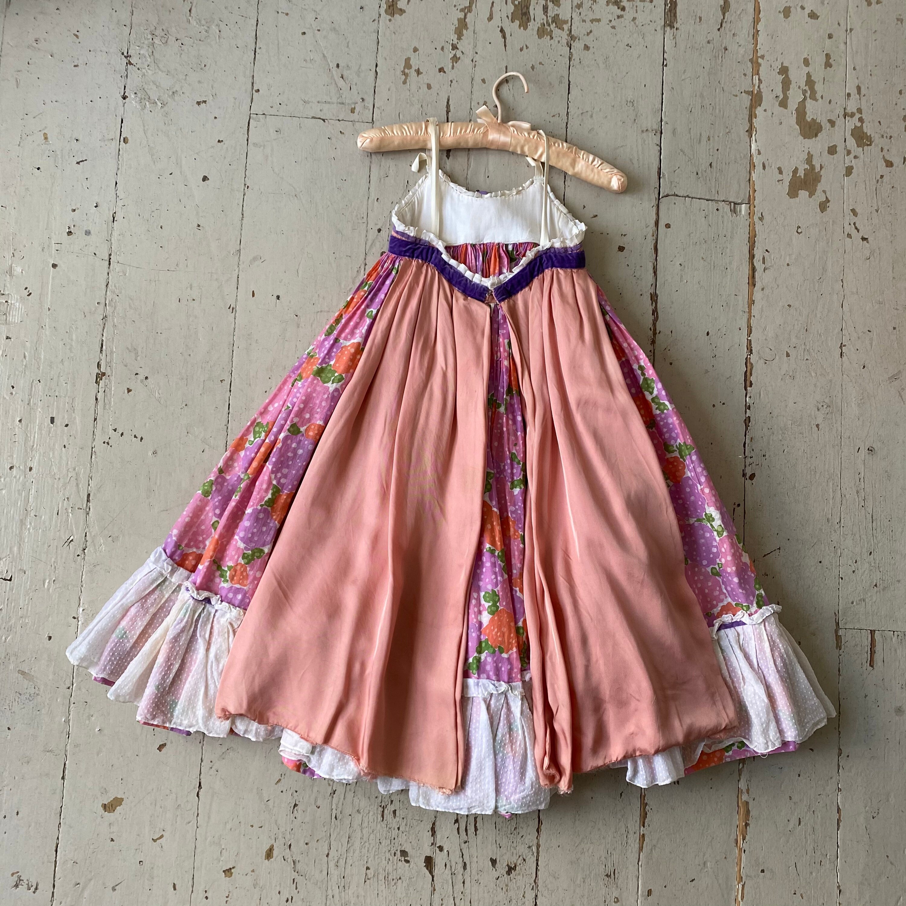 1960s Girls 18th Century Style Handmade Raspberry Print Dress Costume ...