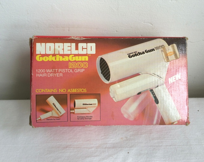 1970s Norelco Gotcha Gun Electric Hair Dryer 1200 in Original Box With ...