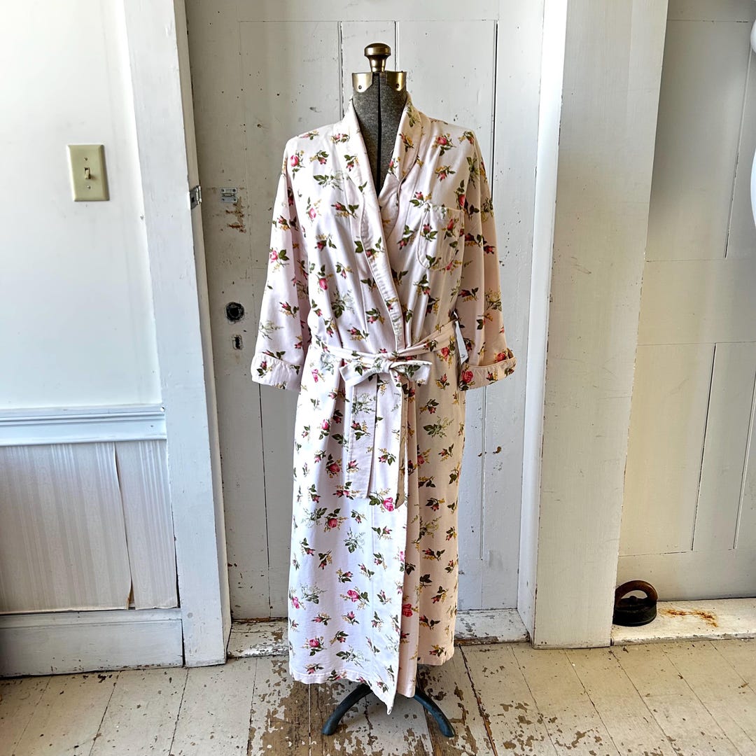 Vintage 1980s 1990s Crabtree & Evelyn Cotton Floral Rosebud Print Robe ...