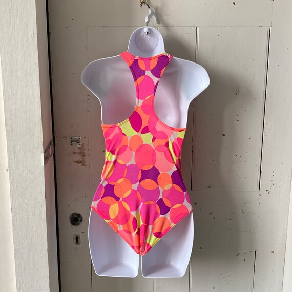 1980s Girls Speedo Day-Glo Neon Geometric Print One P… - Gem