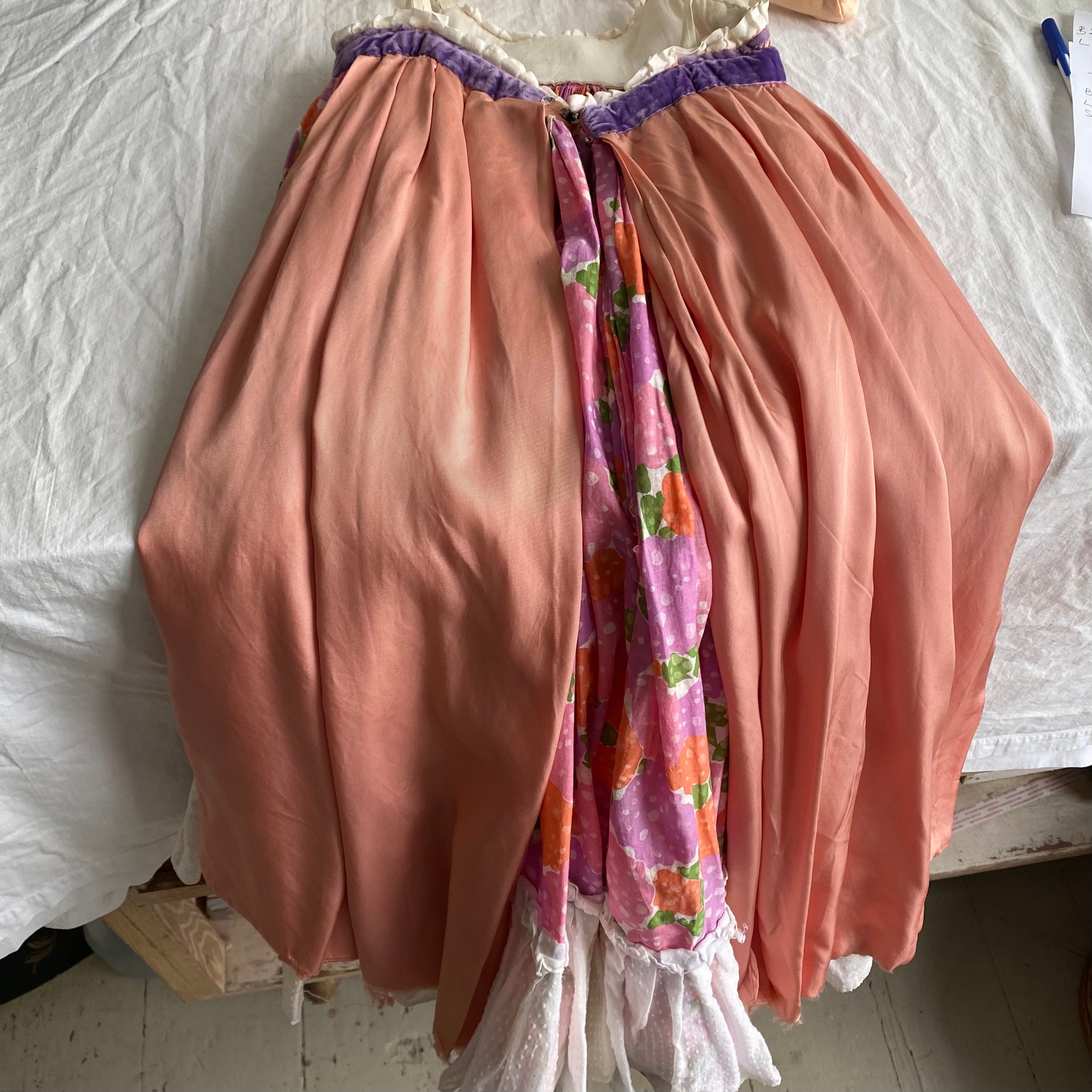 1960s Girls 18th Century Style Handmade Raspberry Print Dress Costume ...