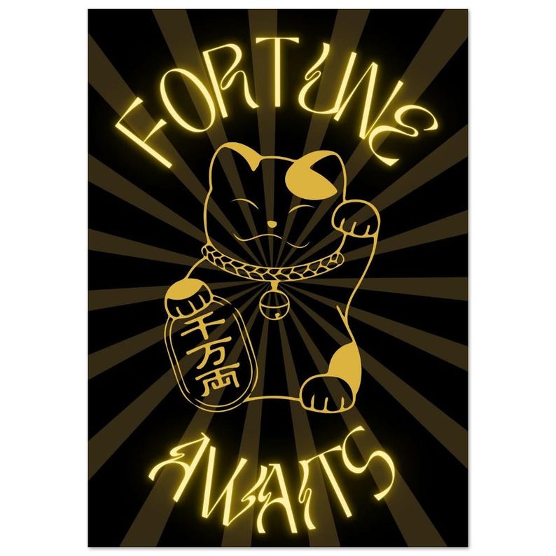 Fortune Poster Maneki Neko Lucky Cat Wall Art Japanese-inspired ...