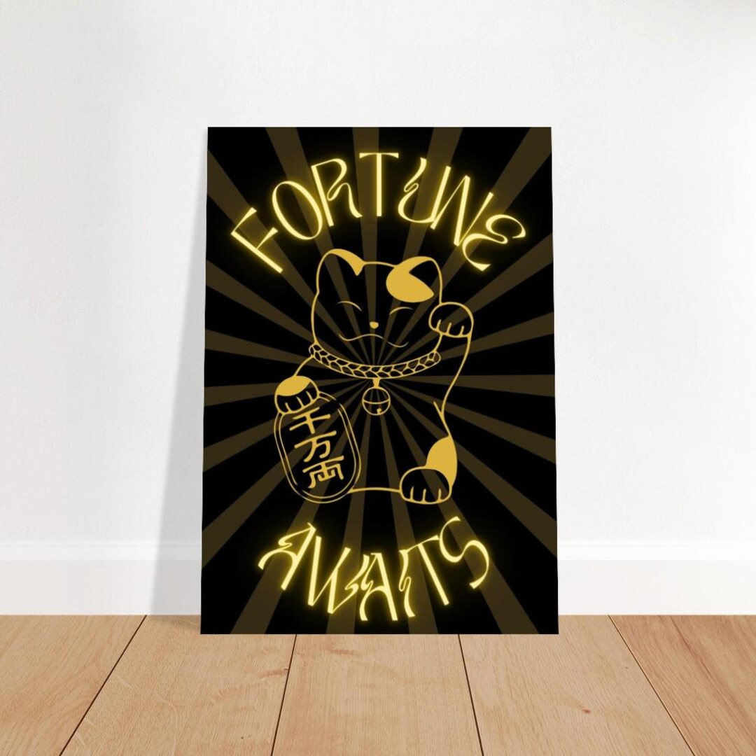 Fortune Poster Maneki Neko Lucky Cat Wall Art Japanese-inspired ...