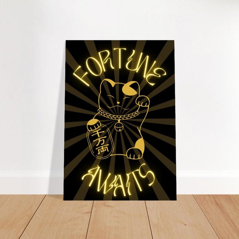 Fortune Poster Maneki Neko Lucky Cat Wall Art Japanese-inspired ...