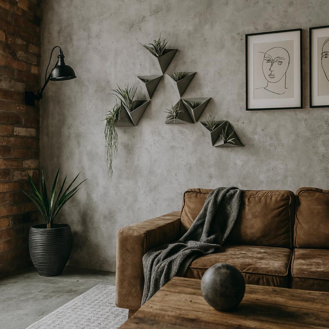 Triplant | Concrete Wall Flowerpot | Triangular Pot for Indoor Plants ...