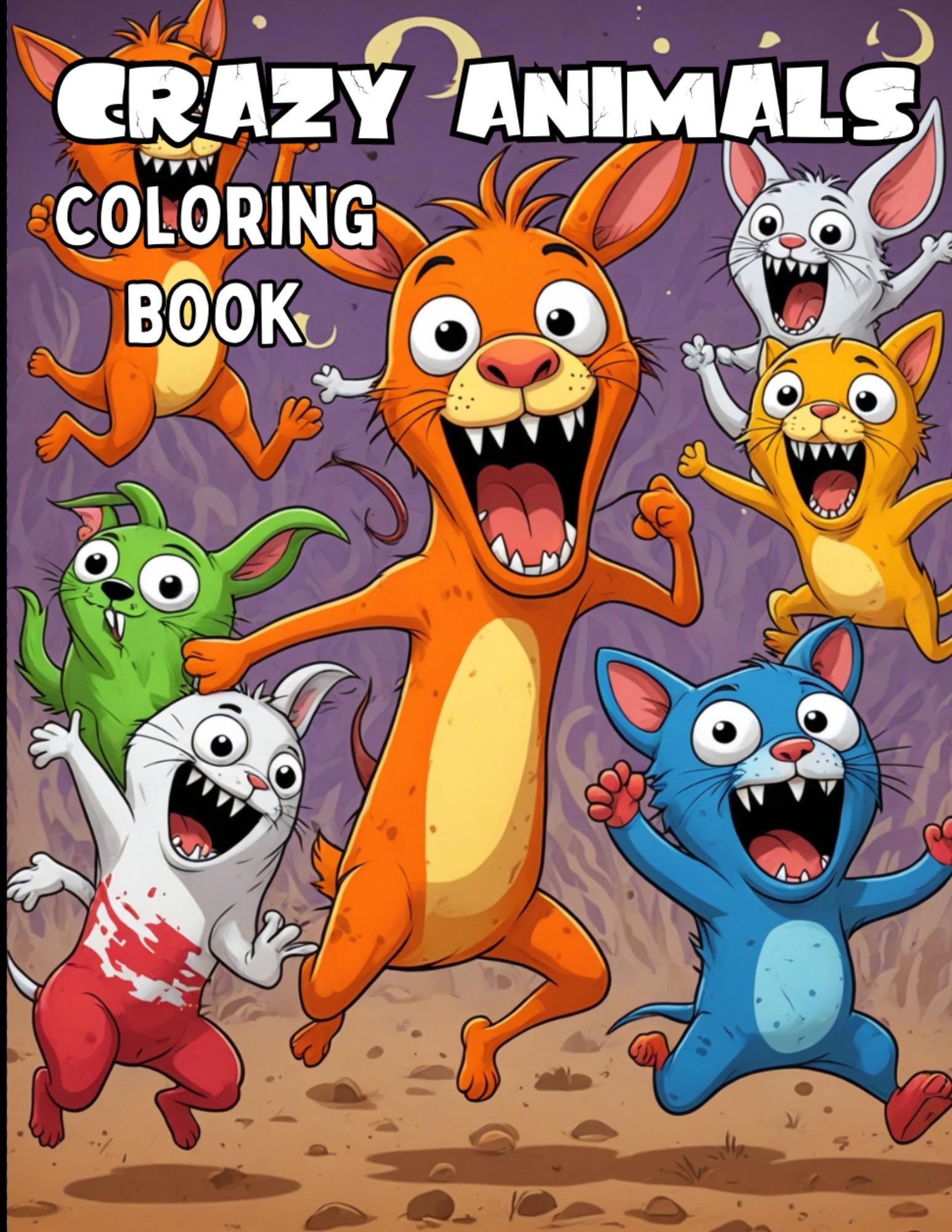Crazy Animals Coloring Book - 40 Coloring Pages for Kids, Teens, Adults ...