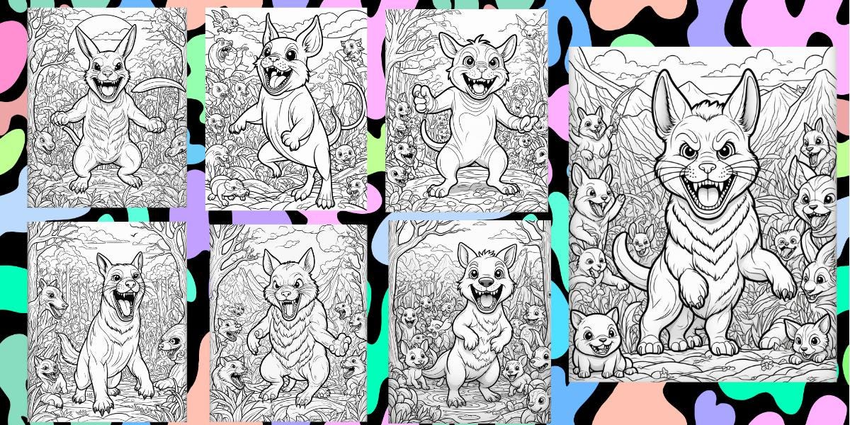Crazy Animals Coloring Book - 40 Coloring Pages for Kids, Teens, Adults ...