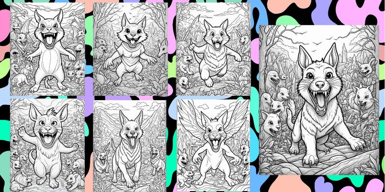 Crazy Animals Coloring Book - 40 Coloring Pages for Kids, Teens, Adults ...