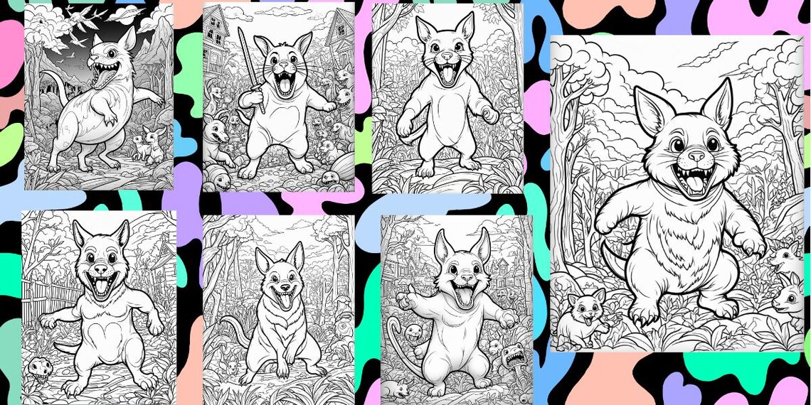 Crazy Animals Coloring Book - 40 Coloring Pages for Kids, Teens, Adults ...