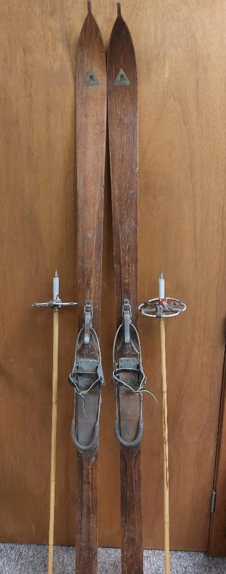 These Complete 1930's Vintage franconia Wooden 74-inch Skis With Bamboo ...