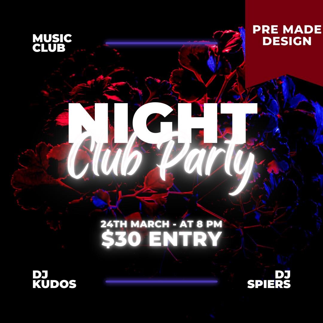 Night Out Party Flyer, DIY Flyer Template Design, DJ Invite Flyer, Club ...