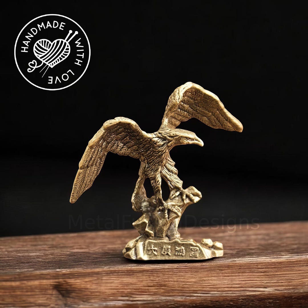 Pure Brass Dapeng Eagle Figurine Winged Eagle Ornaments Handcrafted ...