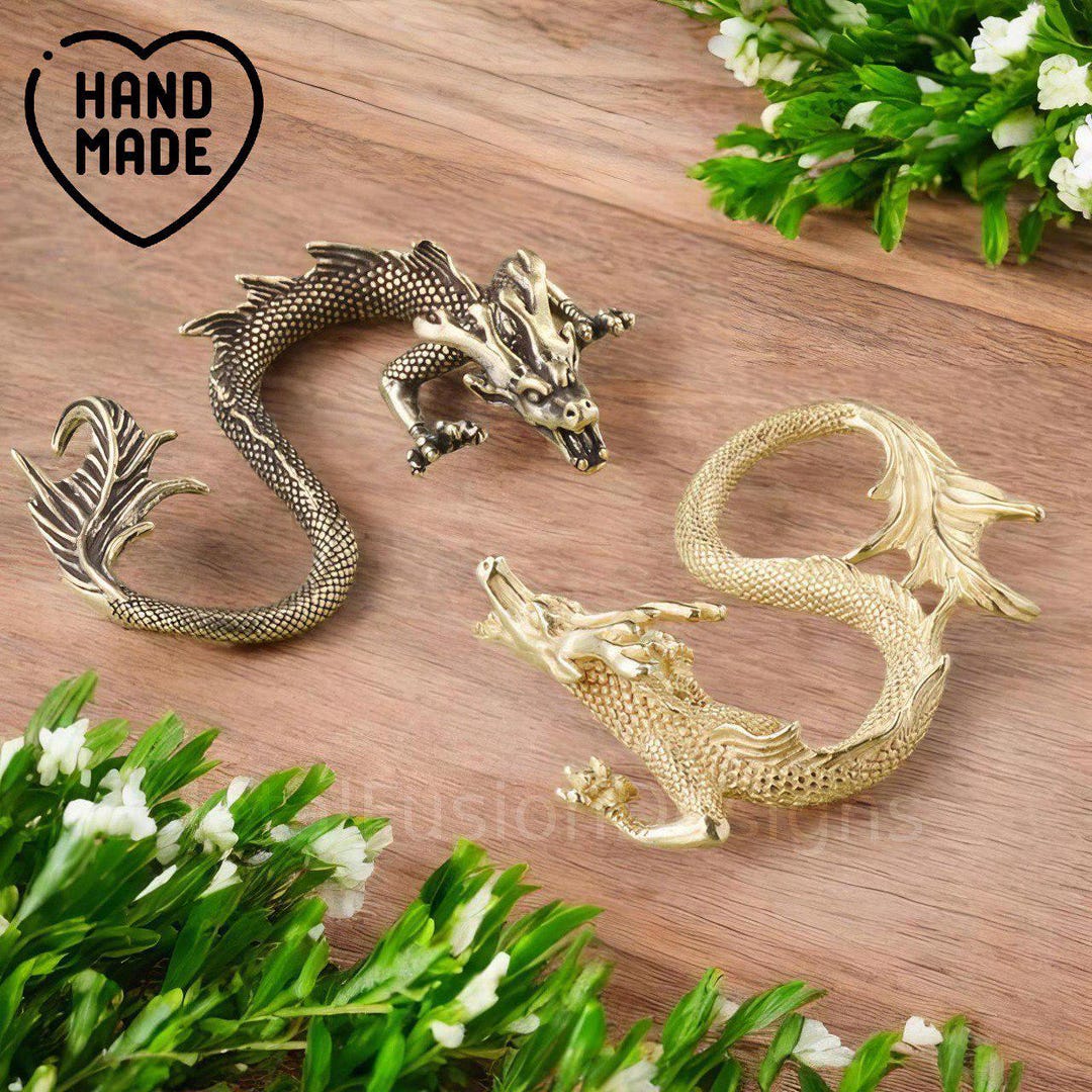 Brass Dragon Tea Pet Sculpture Handcrafted Metal Art Ornament for Study ...