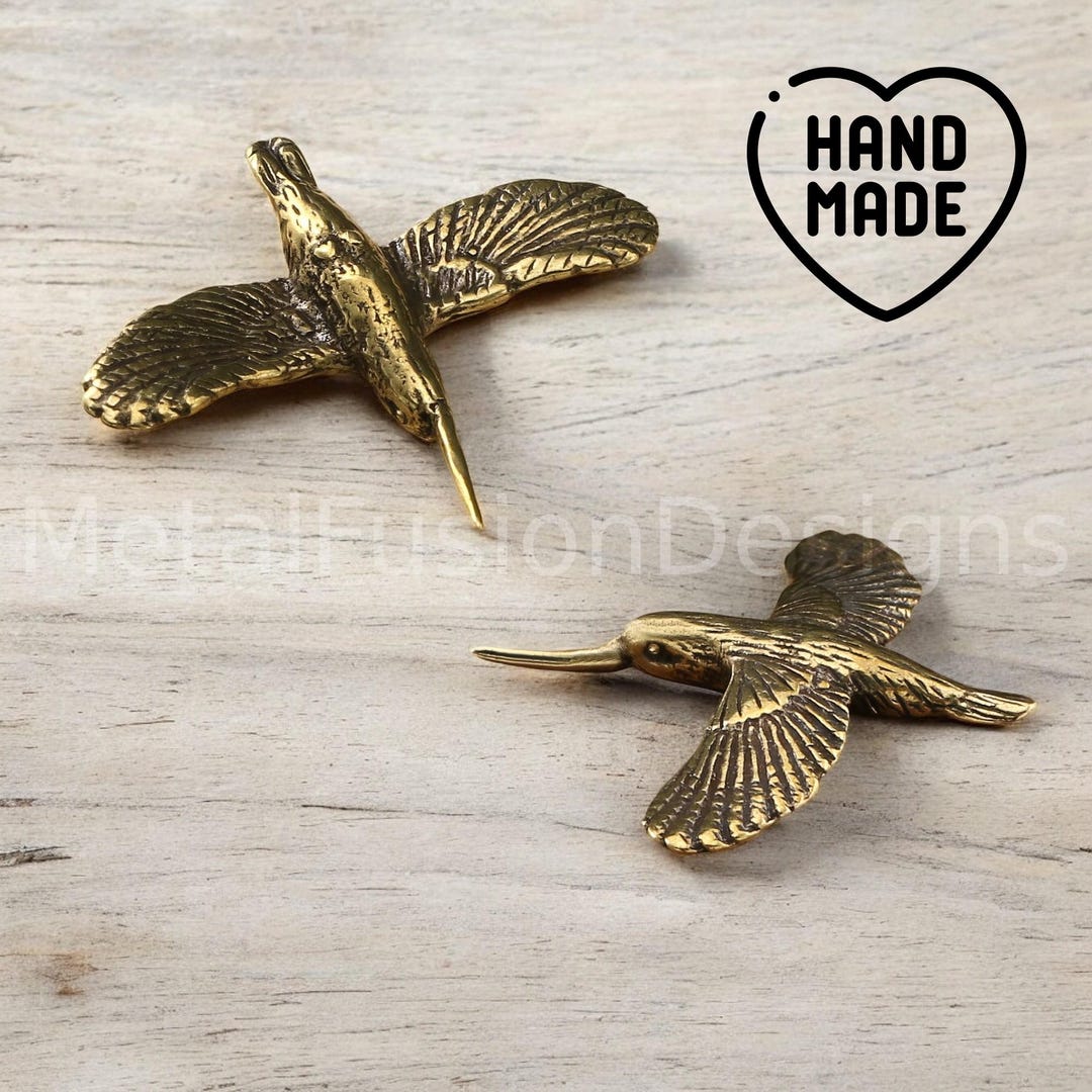 Solid Brass Hummingbird Miniature - Flying Bird Figurine for Home Decor ...