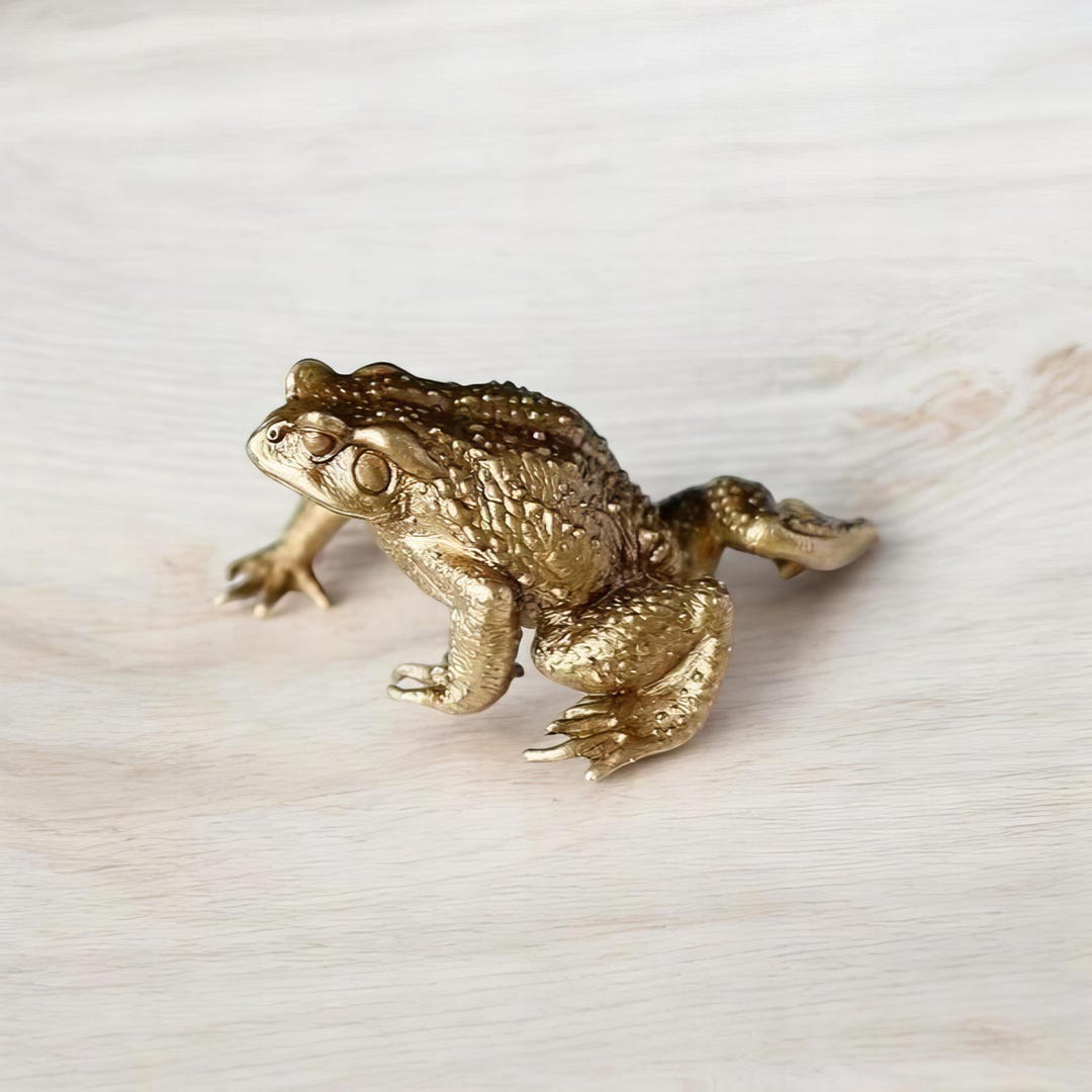 Vintage Handmade Small Toad Tea Pet - Antique Golden Frog Figurine ...