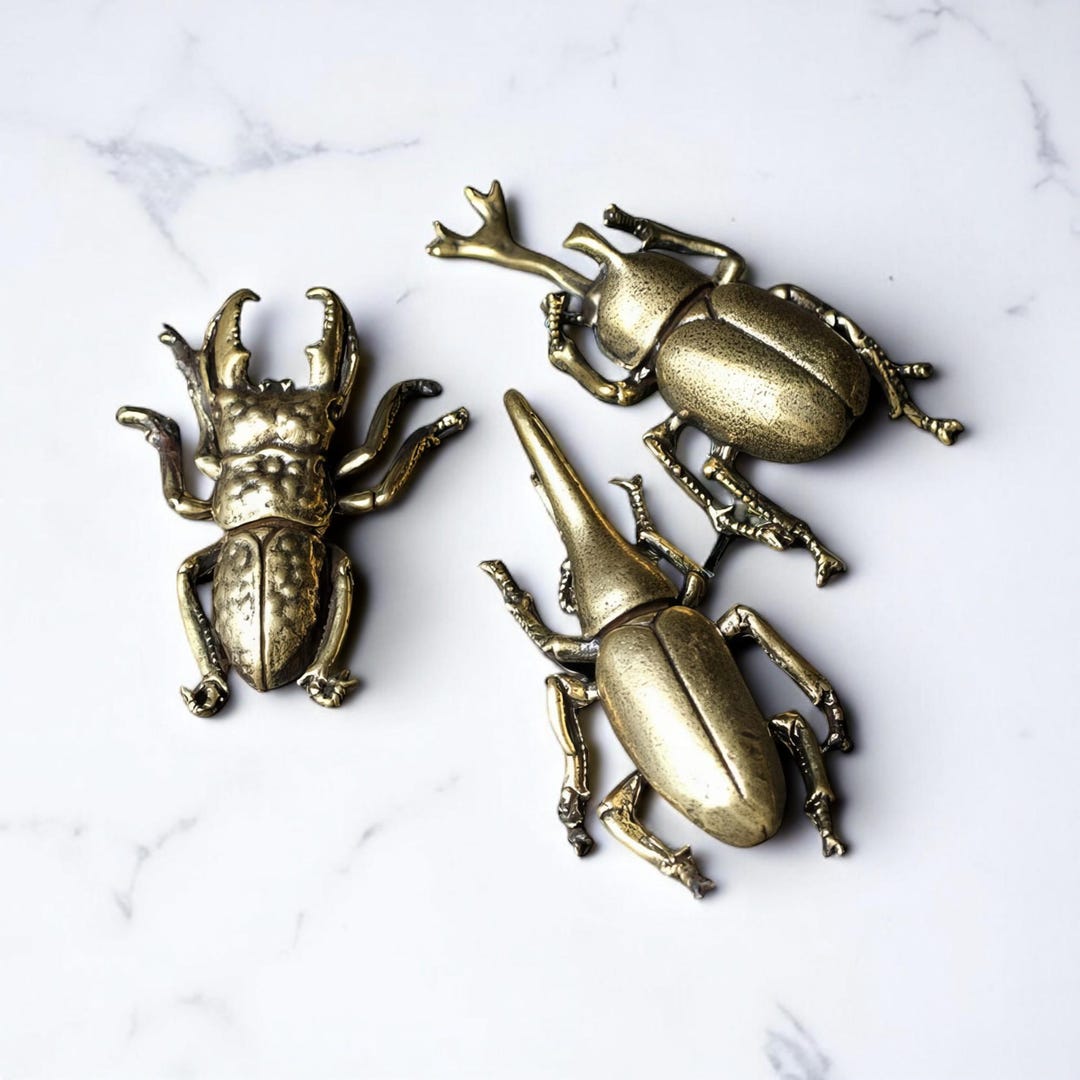 Copper Beetle Sculptures (set of 3): Copper Insect Tea Pets, Metal Art ...