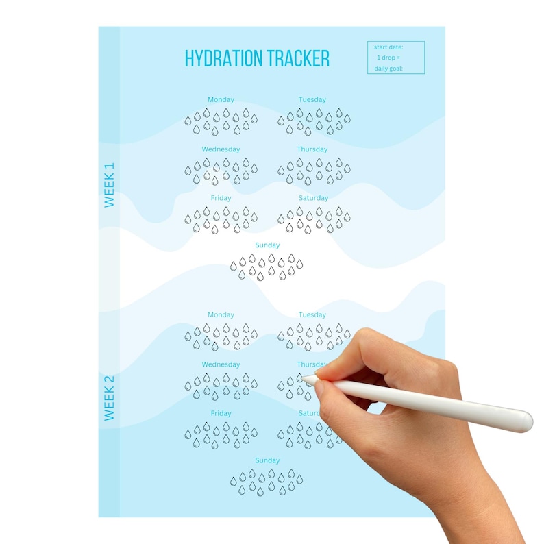 Hydration Tracker, Water Tracker, Water Intake, Hydration Reminder, Printable PDF, Digital ...