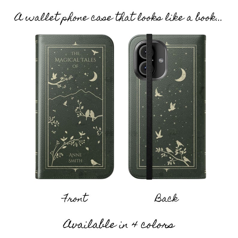Personalized Book Wallet Phone Case Vegan Leather Phone Case Book Lover ...