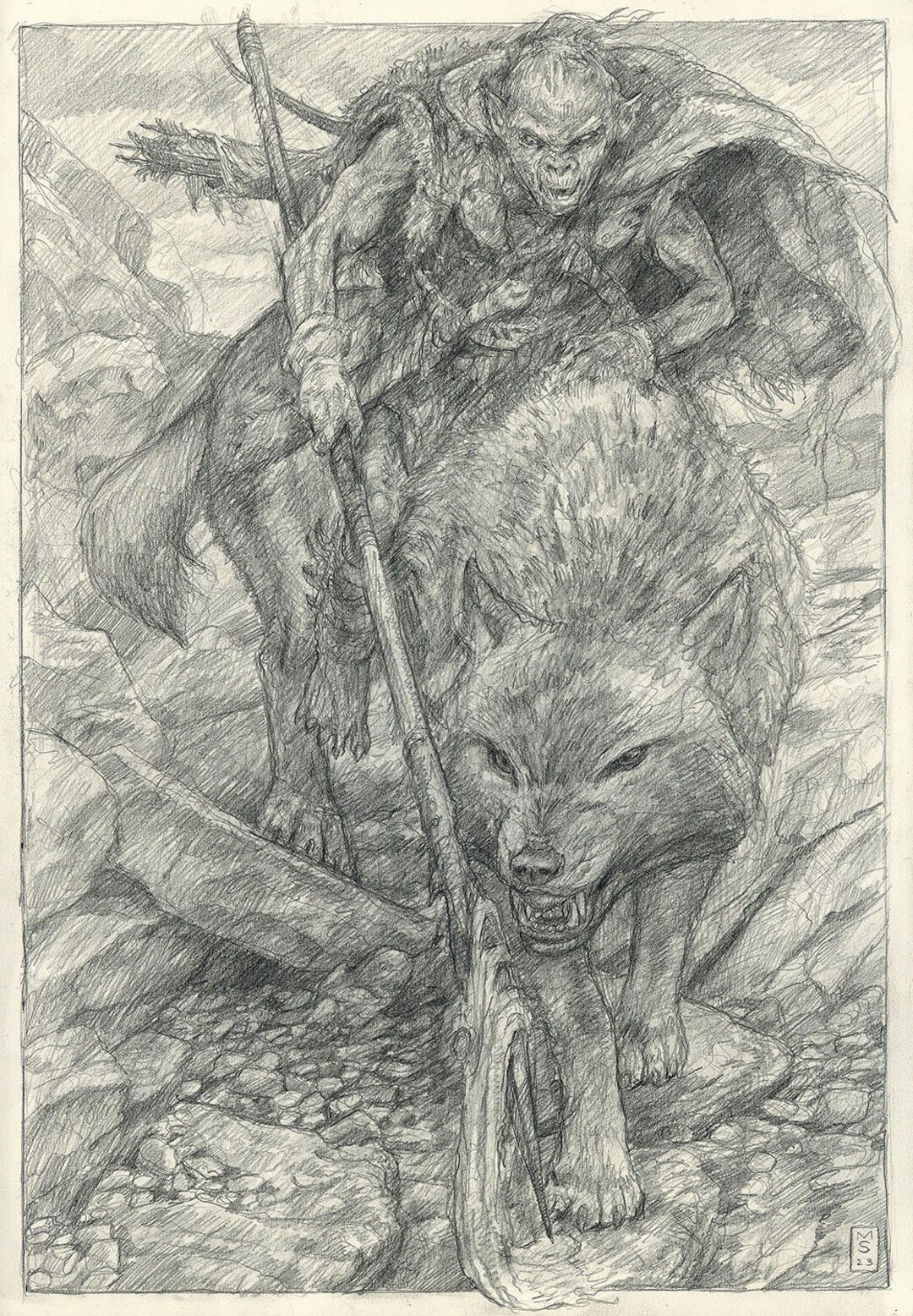 A Warg Rider, Original Drawing - Etsy
