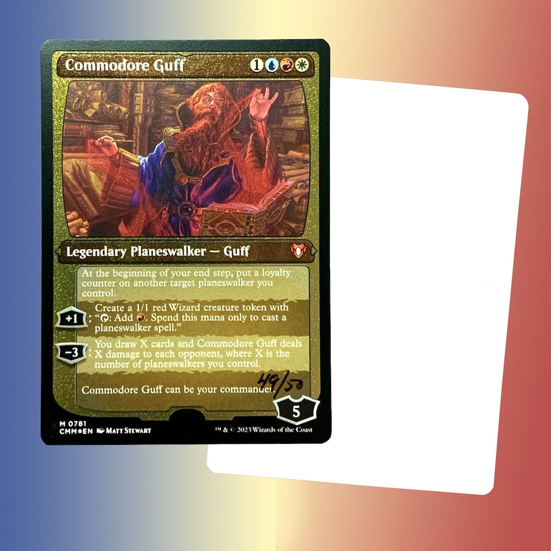 Commodore Guff (display Commander), Signed Foil Etched Thick Stock ...