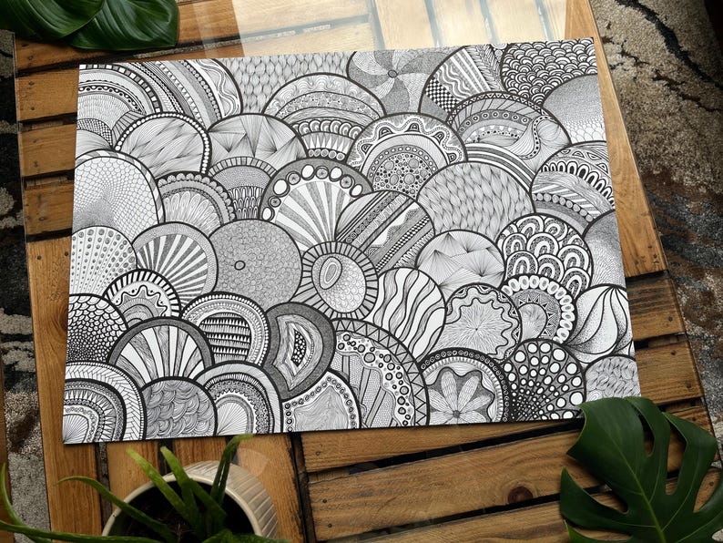 Doodle Art on A2, Artwork, Black and White - Etsy
