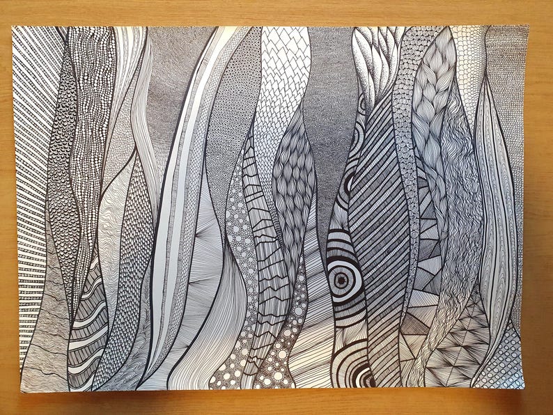 Abstract Patterns on A2, Poster, Wall Decoration, Black and White ...