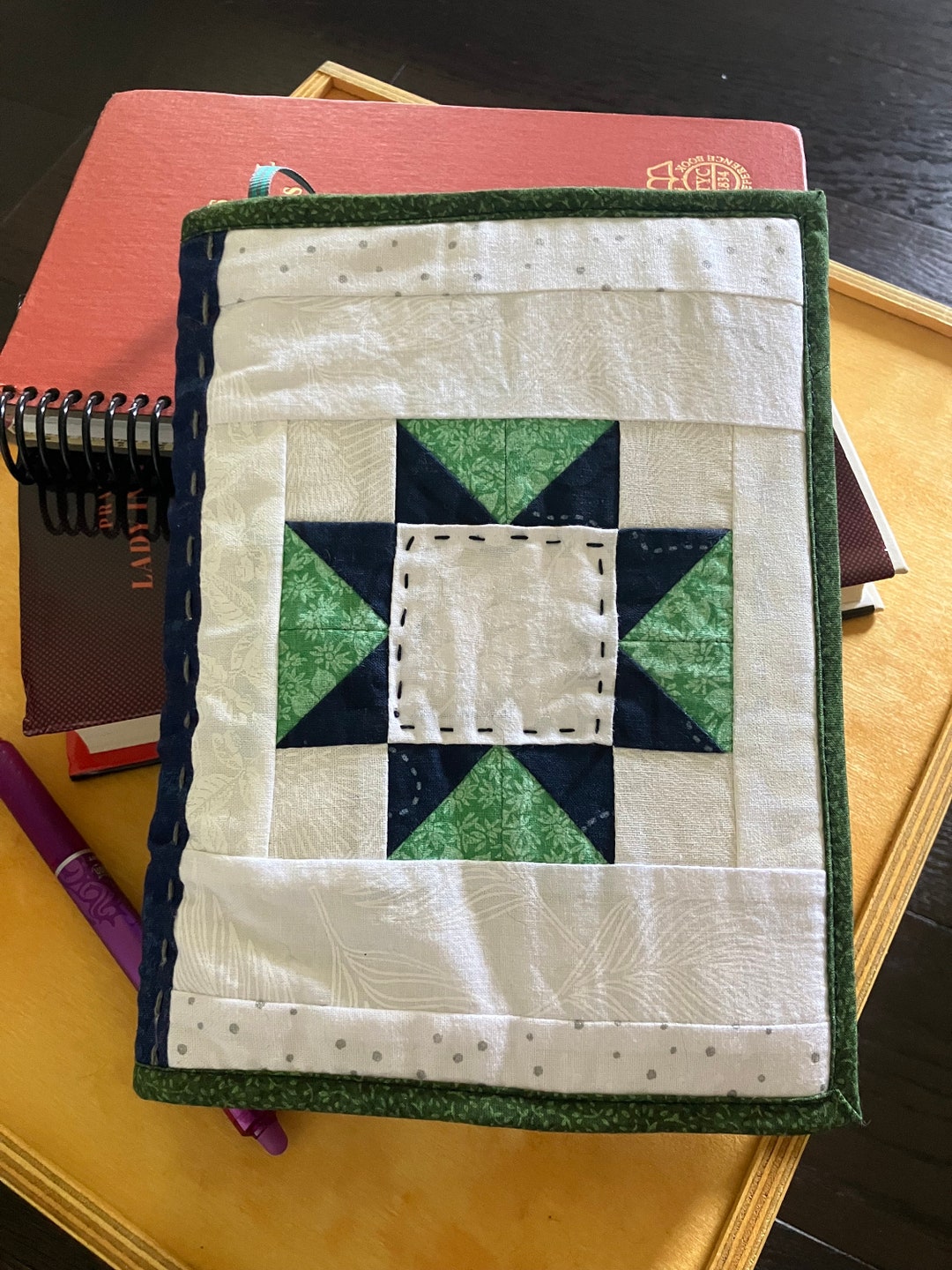 Green and Blue Star Book Cover - Etsy