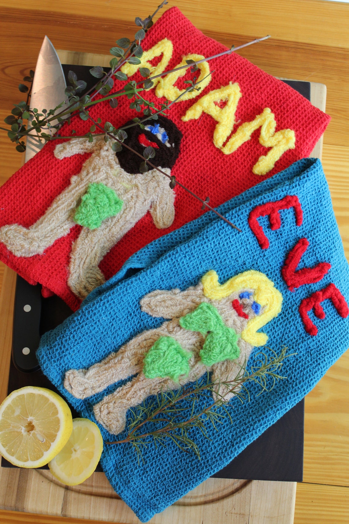 Funny Adam and Eve Kitchen Towel. Adam and Eve Dish Towel - Etsy