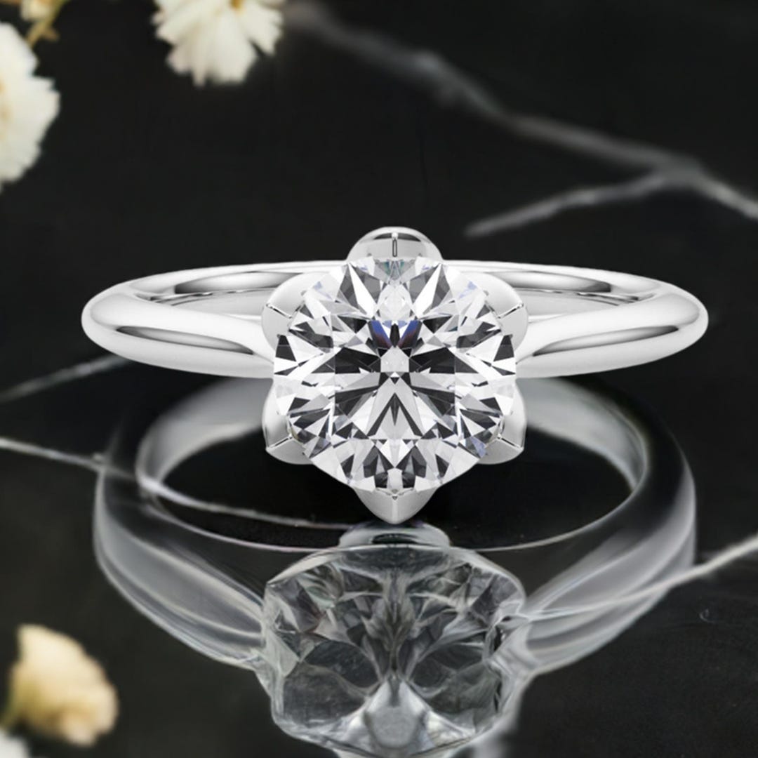 Solitaire Lab Diamond Engagement Ring Classic Round 1.25 Carat - Etsy