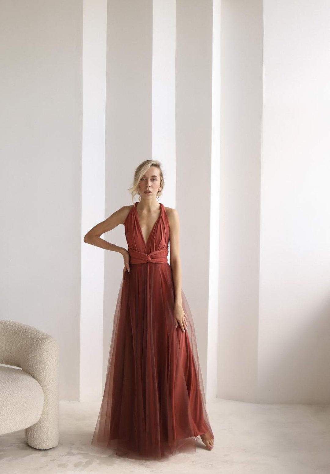 Rust Bridesmaid Dress Tulle, Rust Infinity Dress, Rust Convertible ...