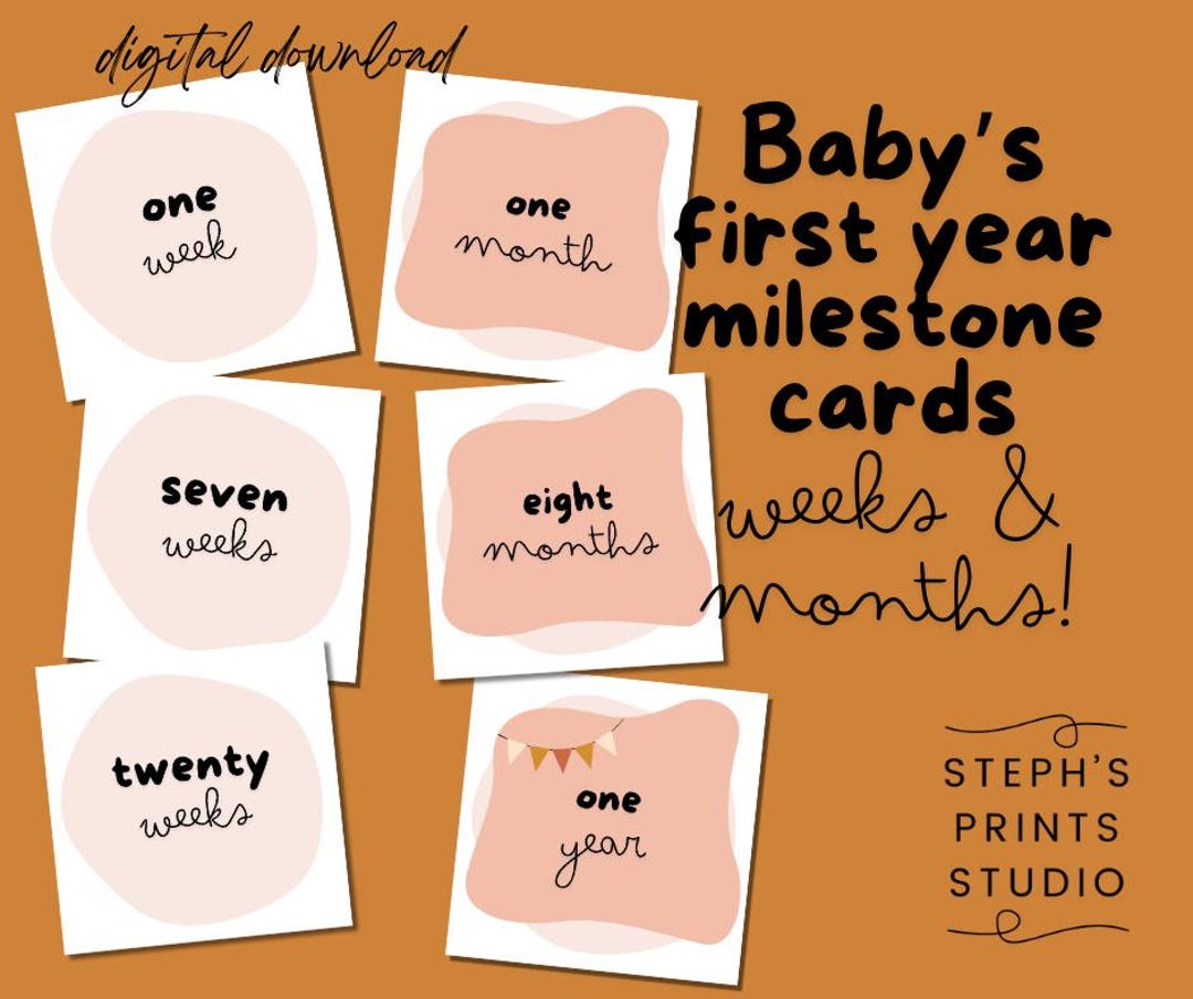 Printable Baby Milestone Cards Set - Weekly and Monthly Milestones ...