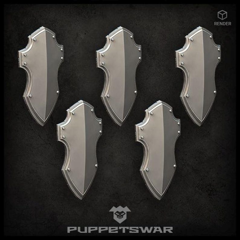 Gothic Shields (left) - Puppetswar - Resin Cast - Tabletop Wargaming - Etsy