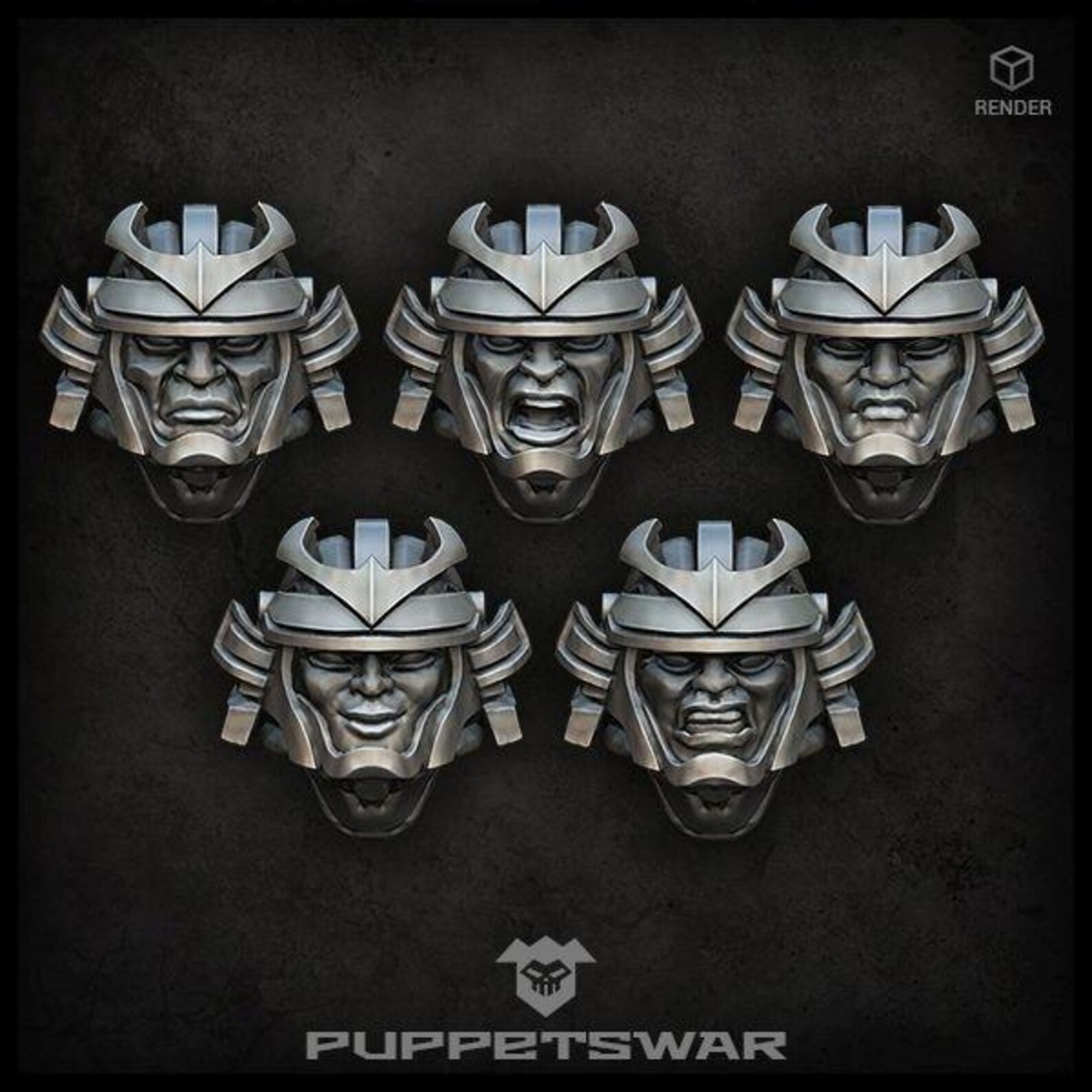 Samurai Heads - Puppetswar - Resin Cast - Tabletop Wargaming - Etsy