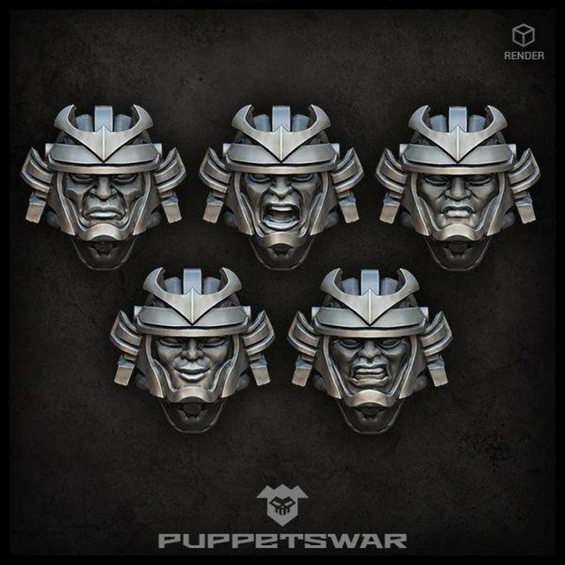Samurai Heads - Puppetswar - Resin Cast - Tabletop Wargaming - Etsy