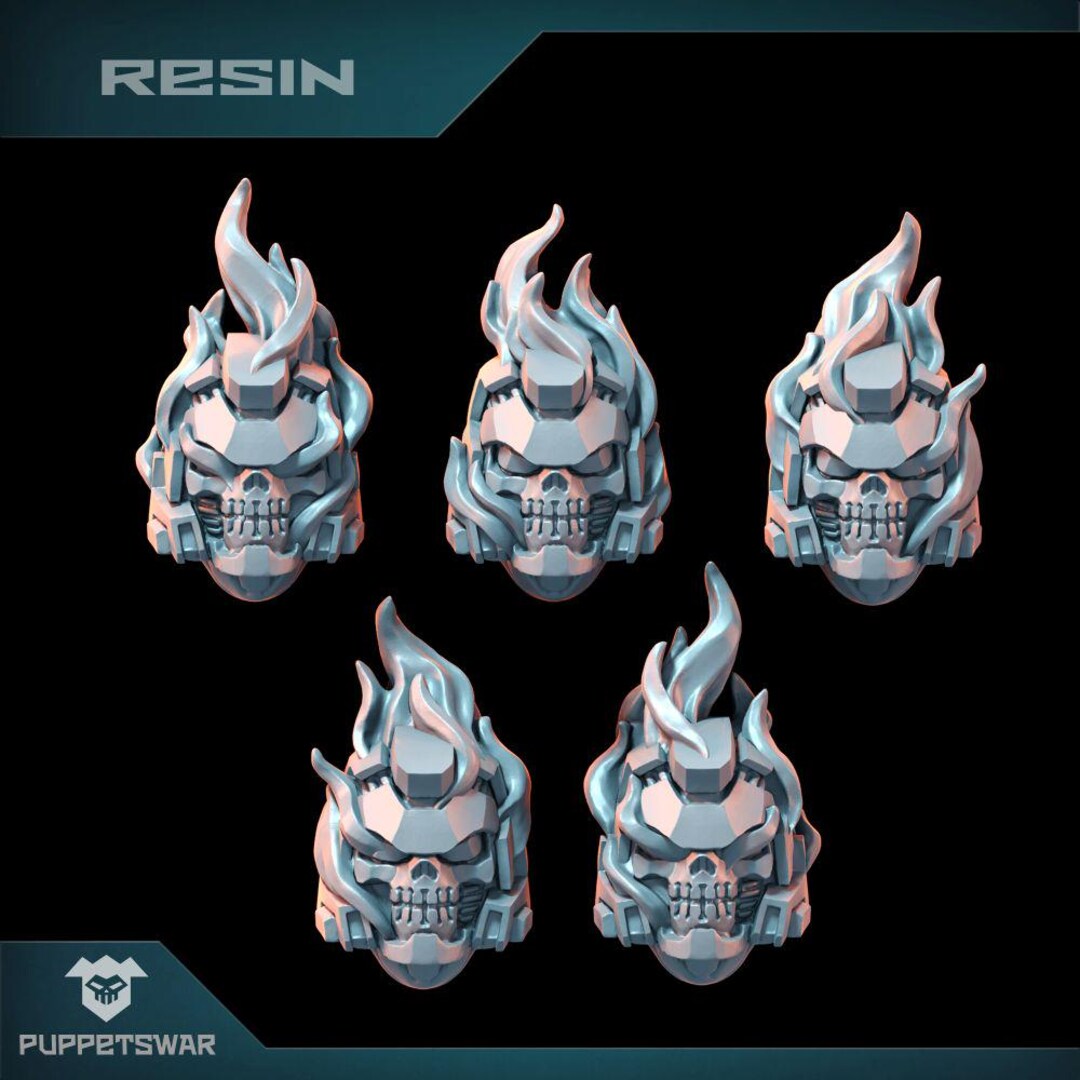 Burning Reaper Helmets - Puppetswar - Resin Cast - Tabletop Wargaming ...
