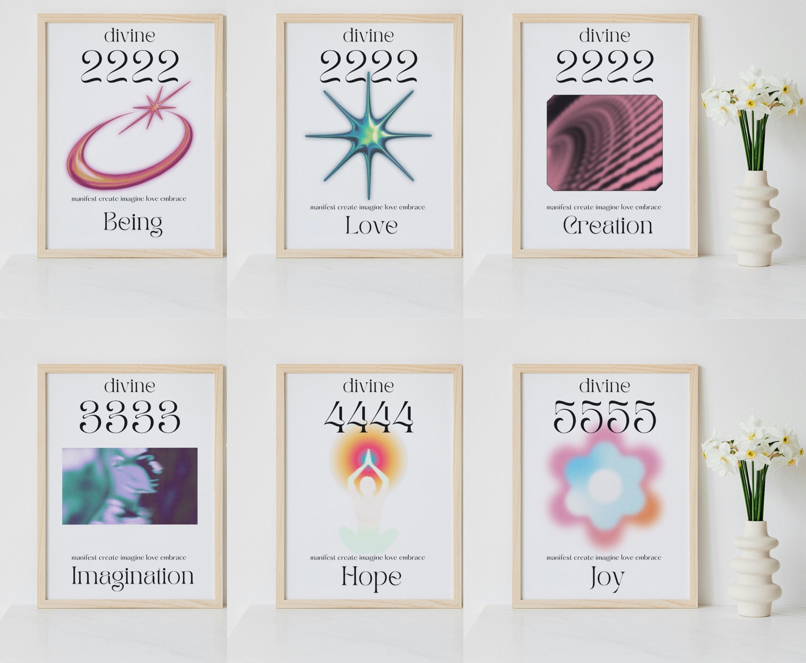 18 ANGEL NUMBERS POSTER Set iPhone Wallpapers Trendy Aesthetic - Etsy