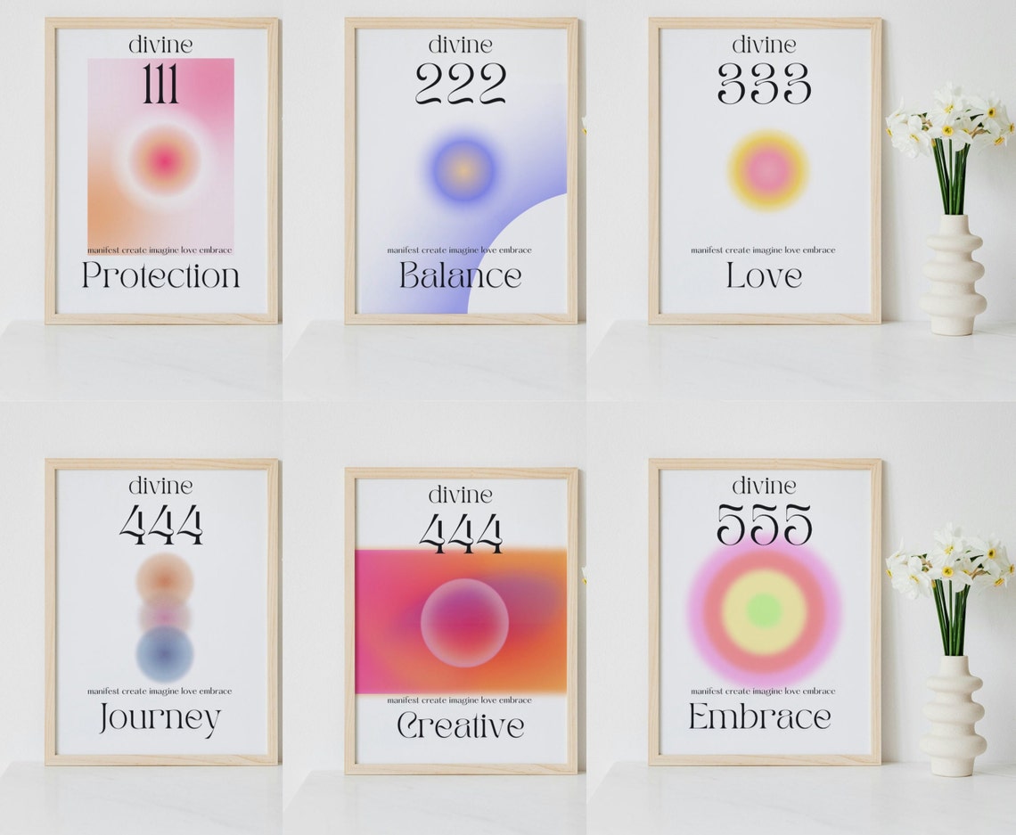 18 ANGEL NUMBERS POSTER Set iPhone Wallpapers Trendy Aesthetic - Etsy