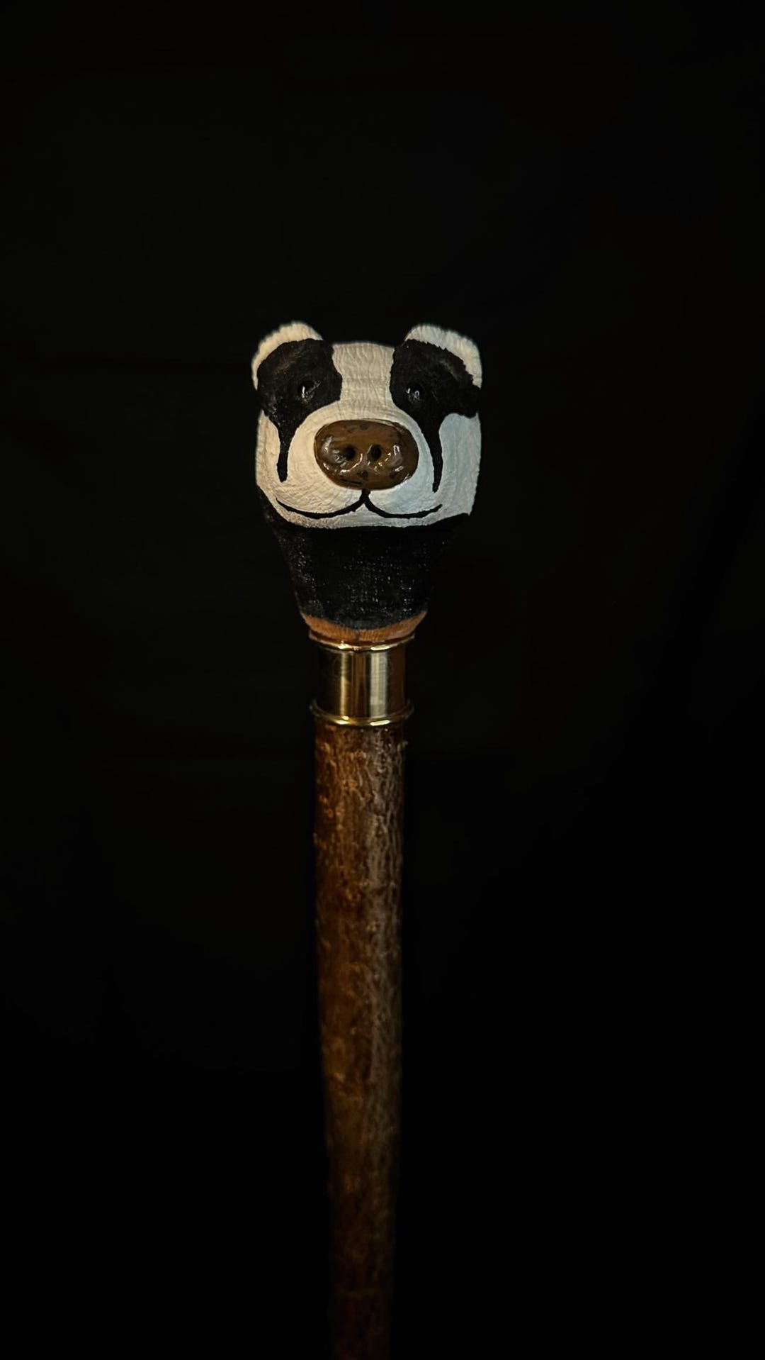 Badger Hand Carved and Painted Walking Stick - Etsy