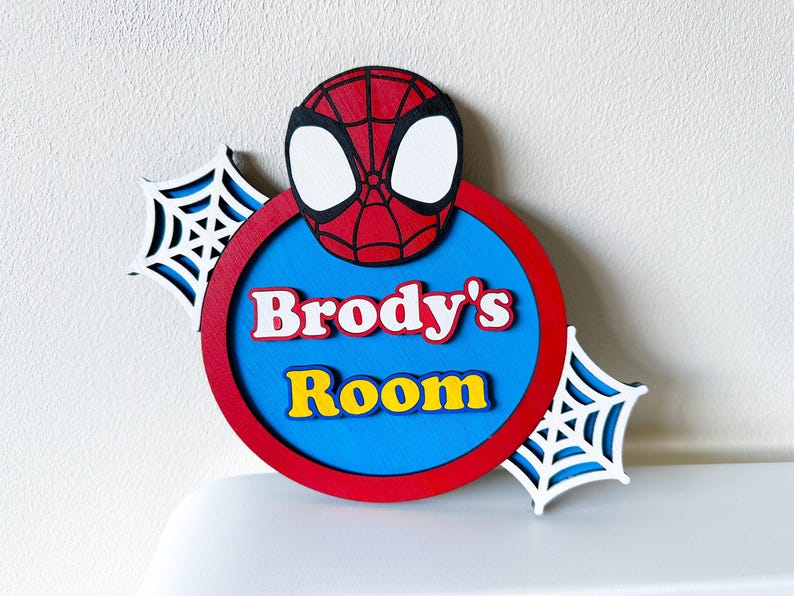 Spider-man Door Sign With Character: Spidey Inspired Personalised Name ...