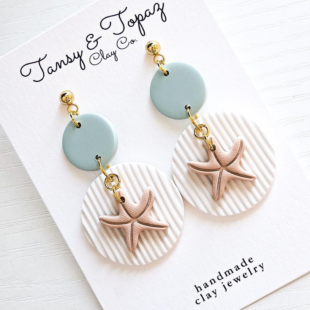 Polymer Clay Earrings: the Tamara - Beachy Vacation Earrings, Starfish ...