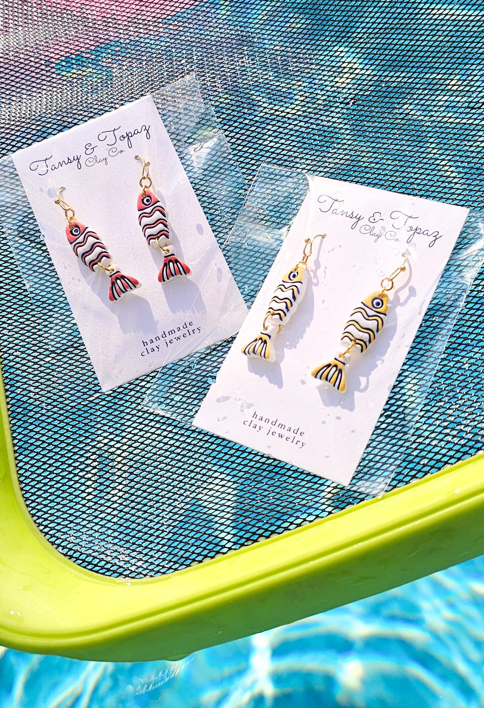 Sardines Handmade Polymer Clay Dangle Earring: Hand-painted Fish Themed ...