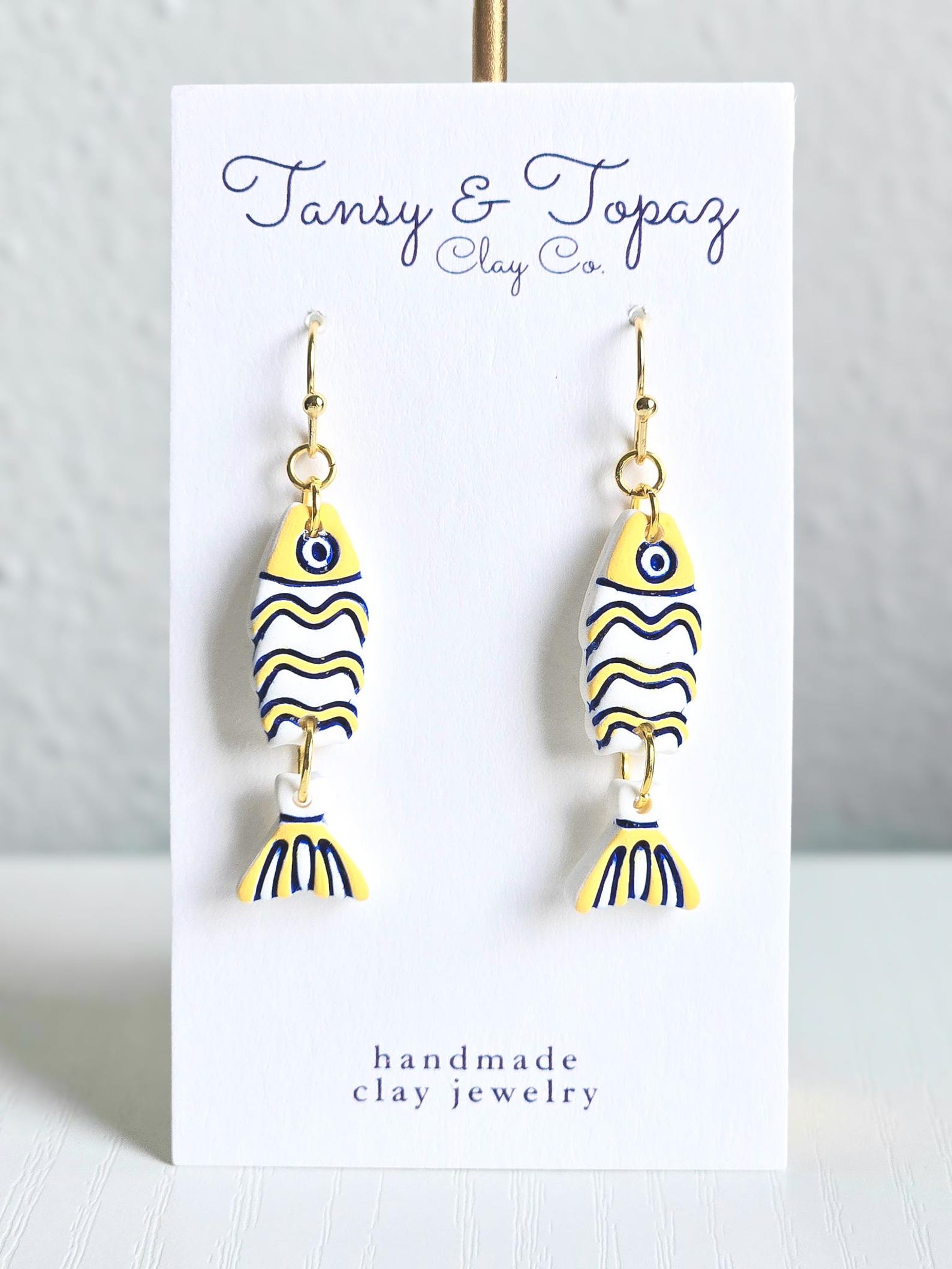 Sardines Handmade Polymer Clay Dangle Earring: Hand-painted Fish Themed ...