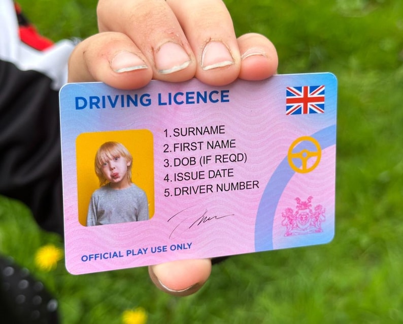 Kids Driving Licence Personalised – Pretend Play ID Card With Photo ...