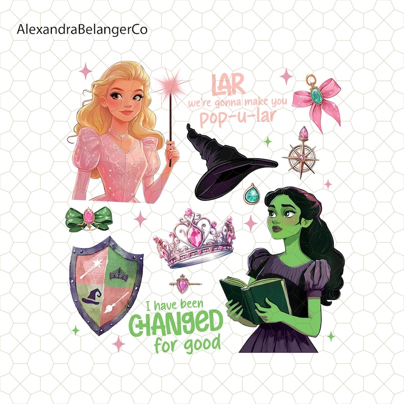 Wicked Glinda and Elphaba Changed for Good Png, Defy Gravity Broomstick ...