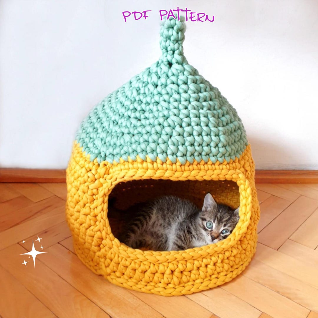 Cute Cat House Crochet Pattern, Crochet Pet House, Cat Digital PDF, Pet ...